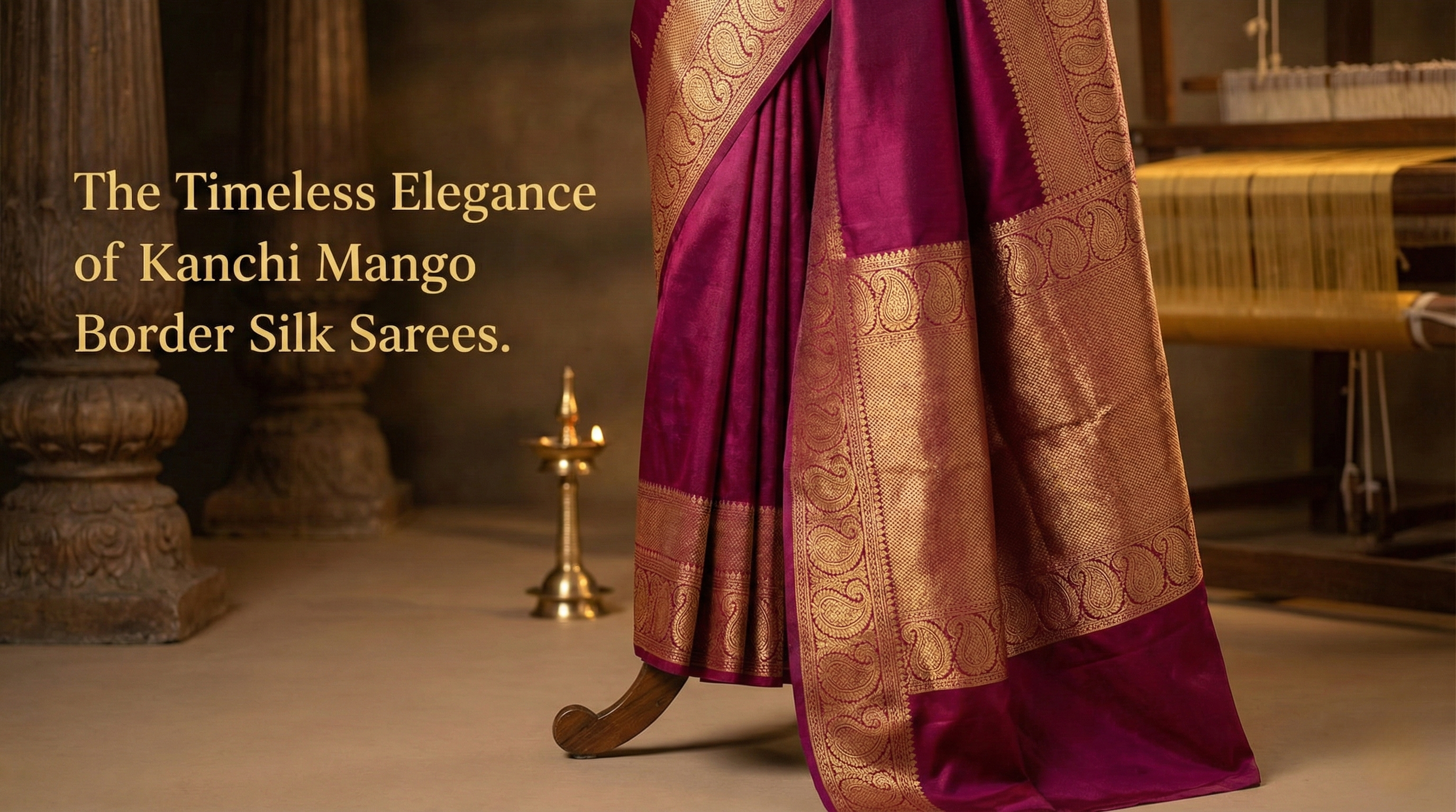Kanchi Mango Border Silk Sarees – Elegant Paisley Designs in Pure Mulb ...